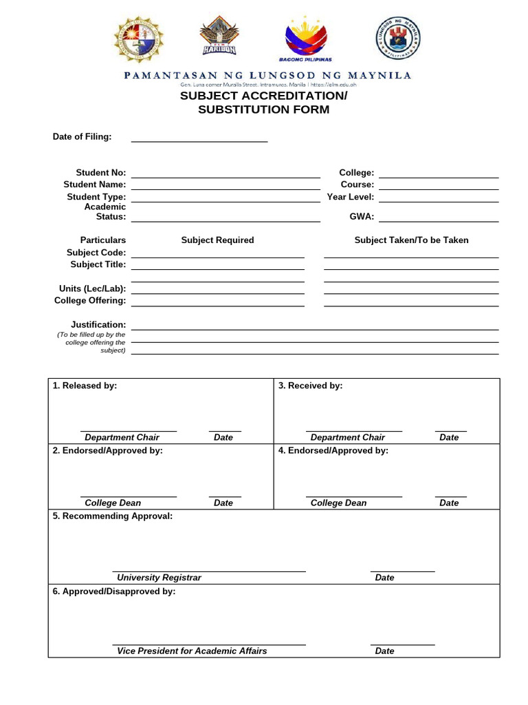 Subject Accreditation Form 1 | PDF