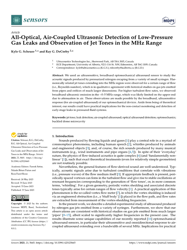 Optical Detection of Gas Leaks Using Ultrasound | PDF | Spectral ...