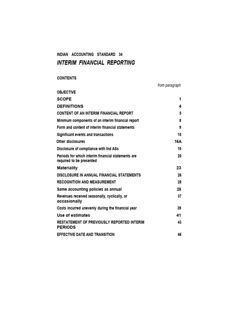 Ind As 34 Interim Financial Reporting | PDF | Income Statement | Expense