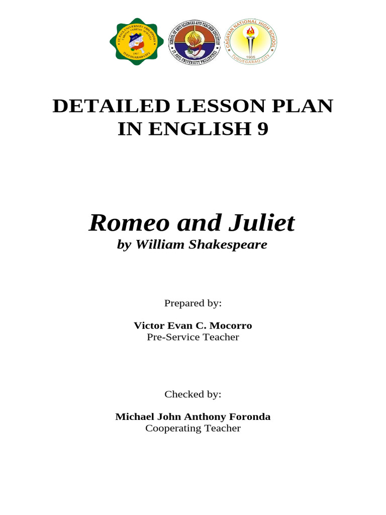 English 9 Lesson Plan: Romeo and Juliet | PDF | Characters In Romeo And ...
