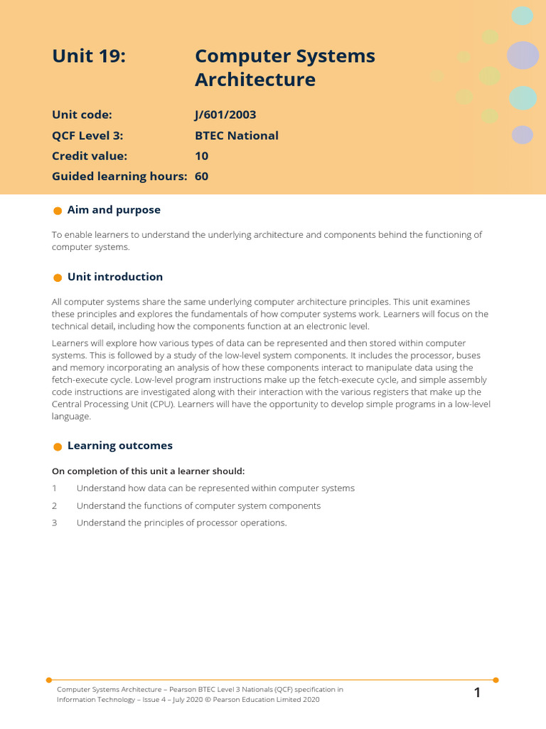 Computer Systems Architecture Overview | PDF | Central Processing Unit ...