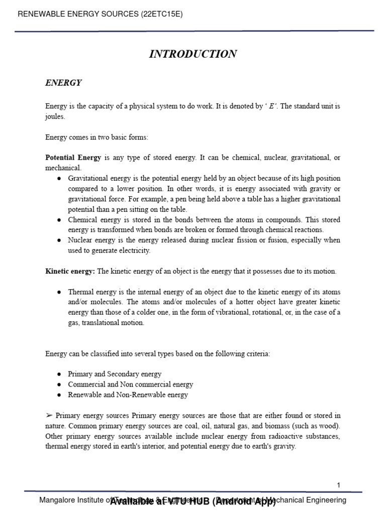 Overview of Energy Types and Sources | PDF | Energy Development ...