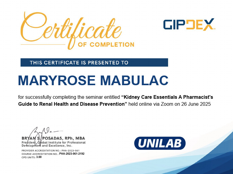 2025 CPD Unilab Kidney Care Essentials Maryrose Mabulac | PDF
