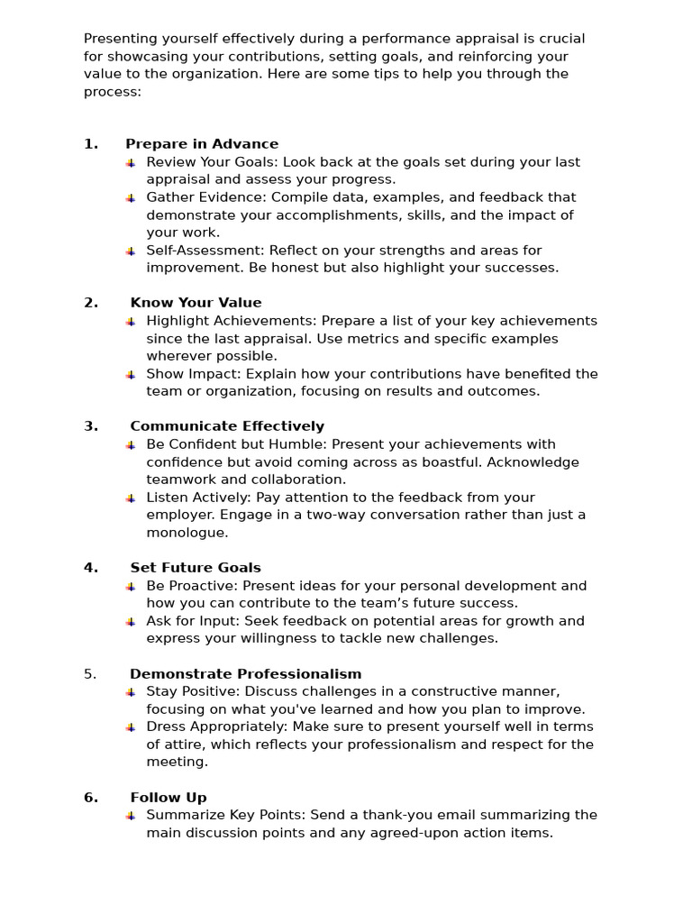 Presenting Yourself Effectively During A Performance Appraisal Is ...