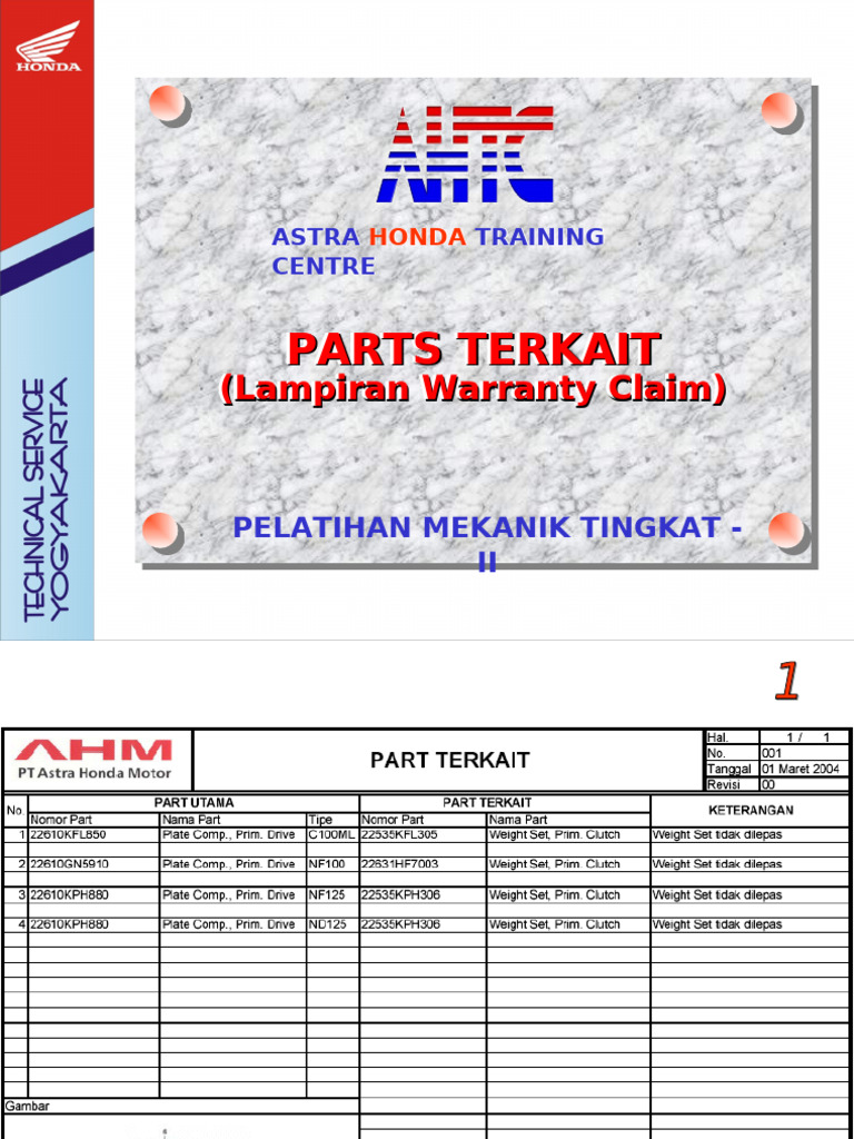 Parts TerkaitLampiran (Warranty Claim) PMT II | PDF