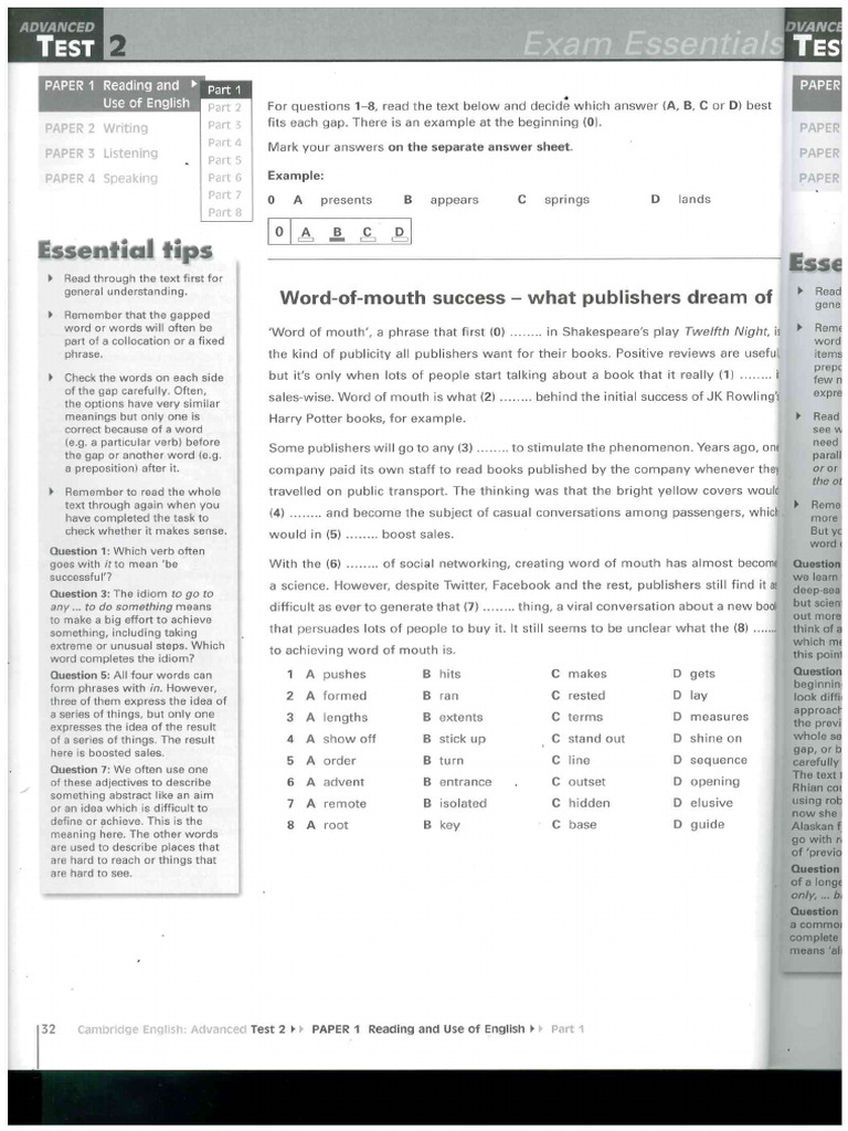 CAE Essentials Test 2 | PDF