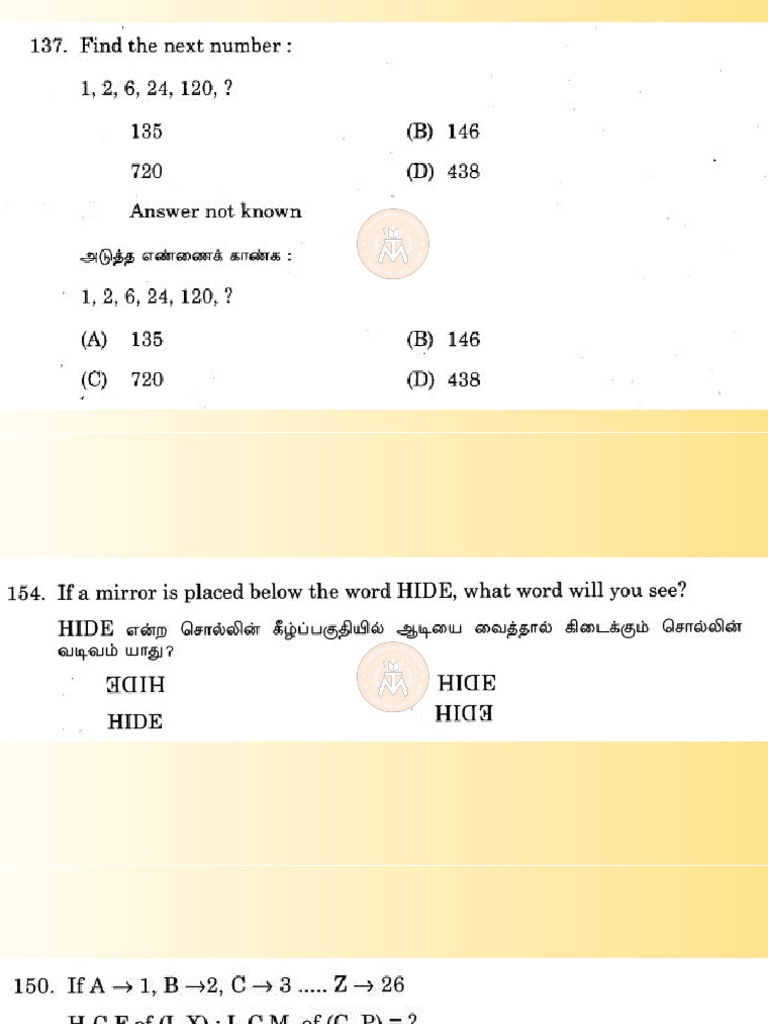 TNPSC Reasoning Previous Year Question Papers | PDF