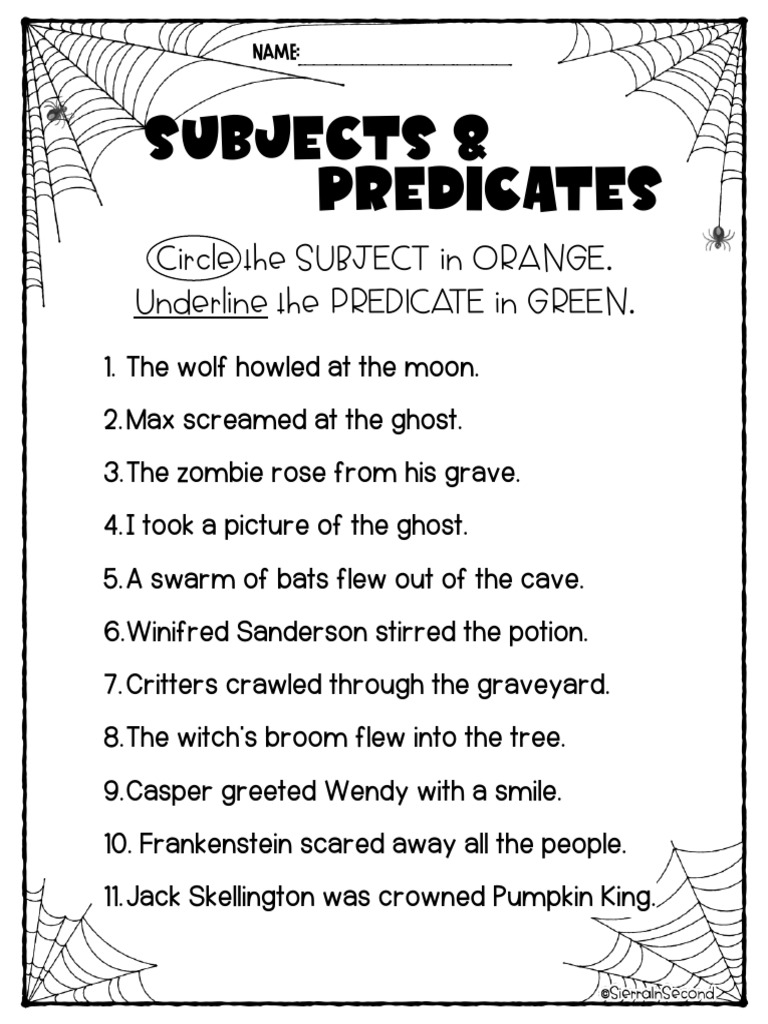 Halloween Subject and Predicate Worksheet | PDF | Chess Openings | Chess