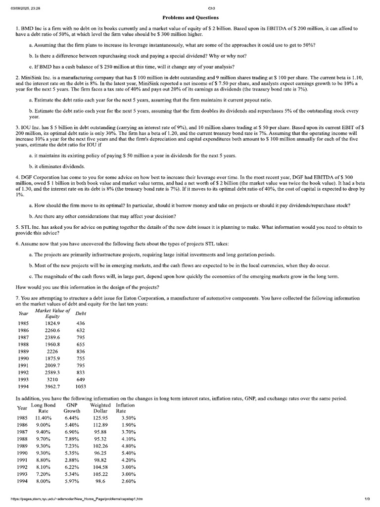 Capital Structure - Moving To The Optimal | PDF