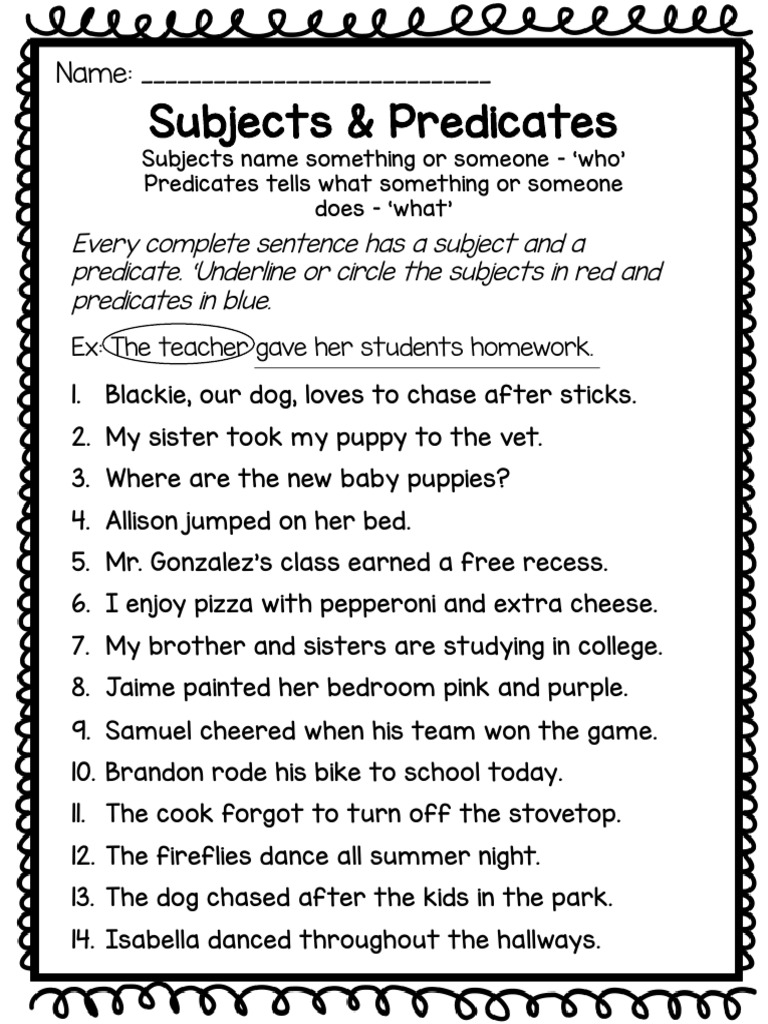 Subjects & Predicates: Name | PDF