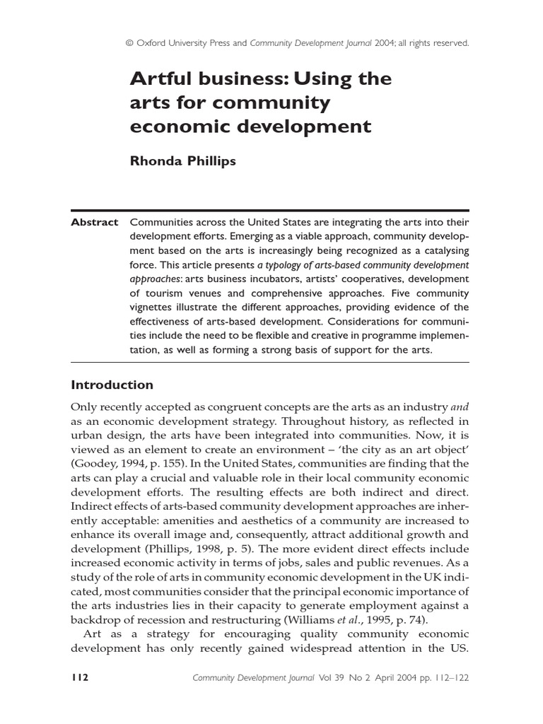 Arts in Community Economic Development | PDF | Community | Business ...