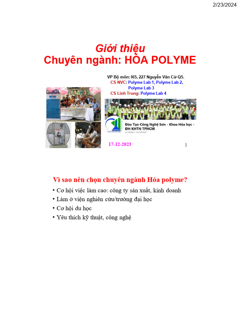 2024.02.23-Giới Thiệu CN Hóa Polyme | PDF
