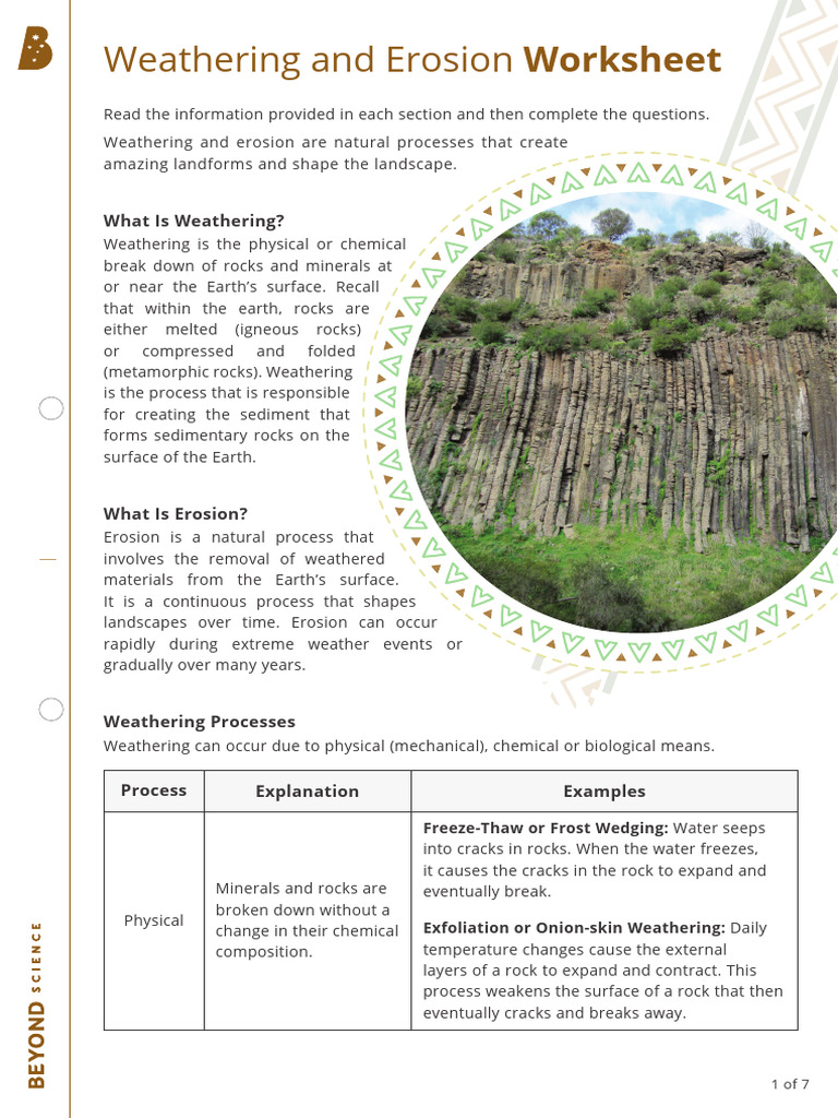 Weathering and Erosion Overview Worksheet | PDF | Weathering | Erosion
