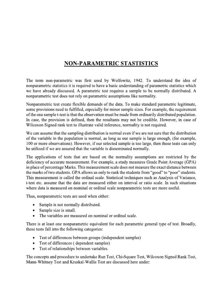 Non Parametric Test | PDF