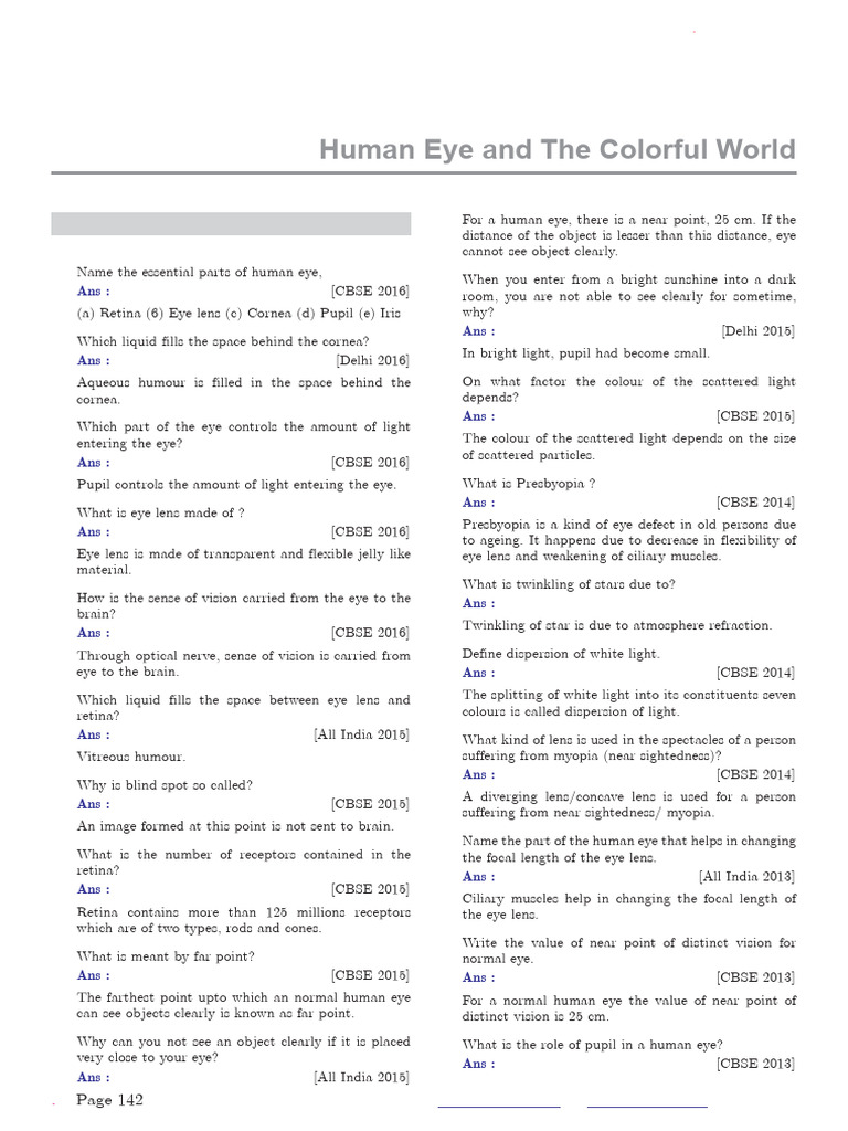 Human Eye: Structure and Vision Concepts | PDF | Eye | Human Eye