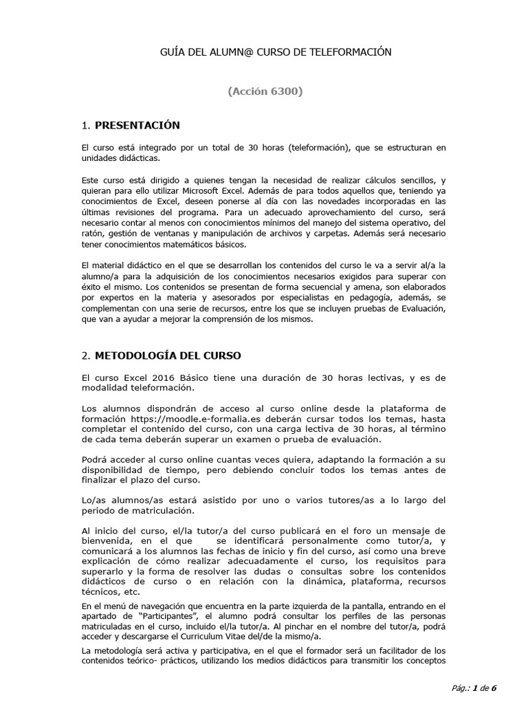 Curso Excel | PDF | Evaluación | Aprendizaje