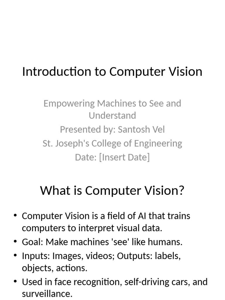Computer Vision Seminar Santosh Pdf