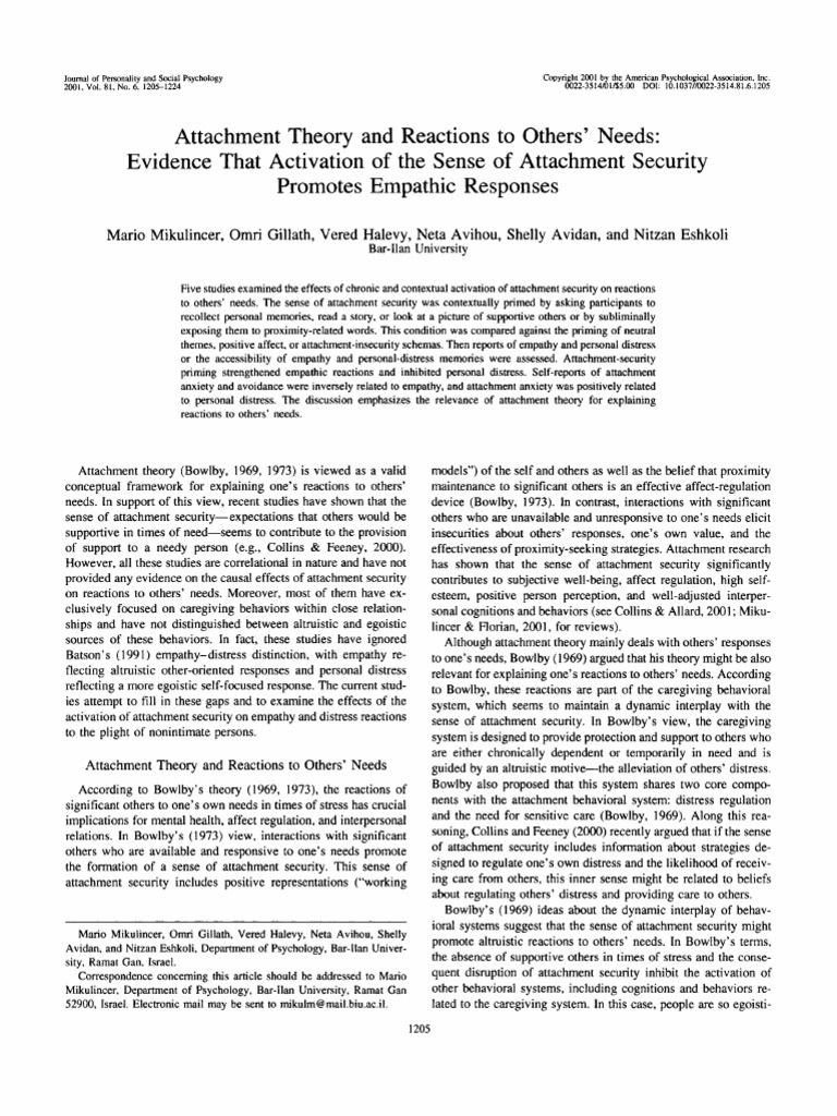 Attachment Theory and Reaction | PDF | Attachment Theory | Empathy