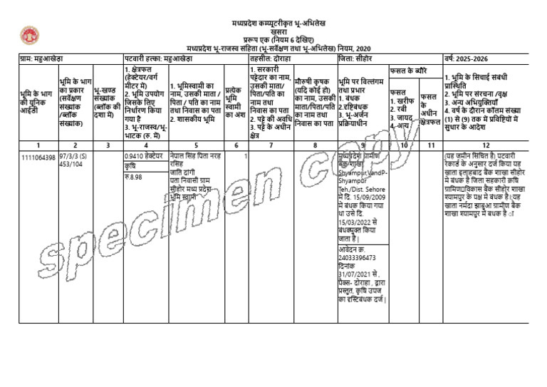 KHASRA | PDF