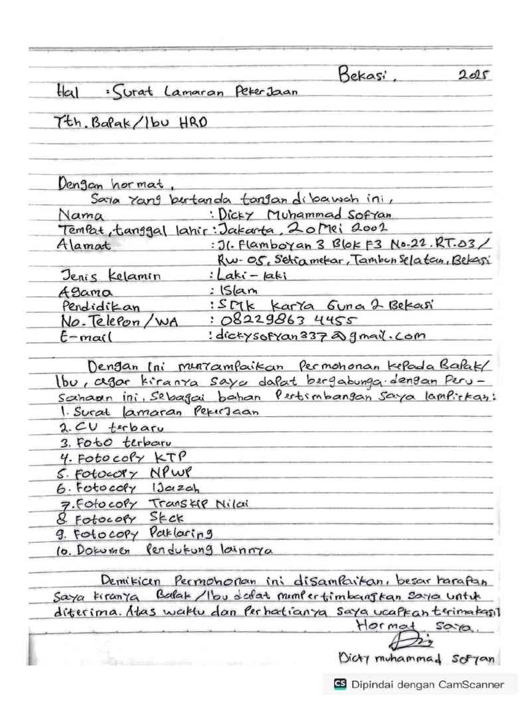 CV Berkas Lamaran - Dicky Muhammad Sofyan - 11zon | PDF