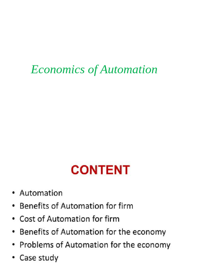 Economics of Automation | PDF