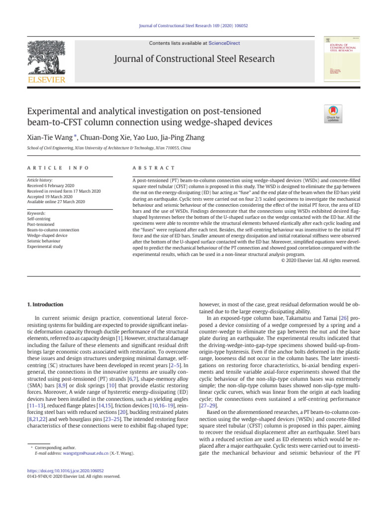 2020 Experimental and Analytical Investigation on Post-tensioned Beam ...