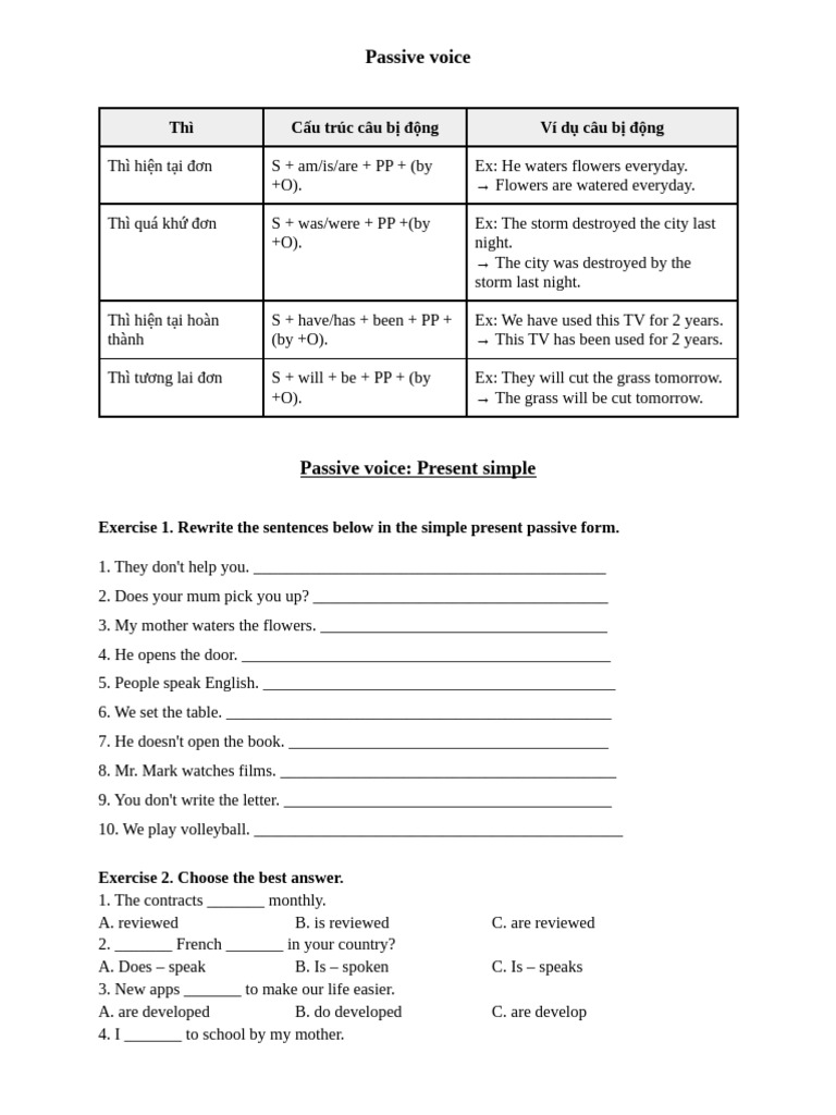 Present Simple Passive Voice Guide | PDF