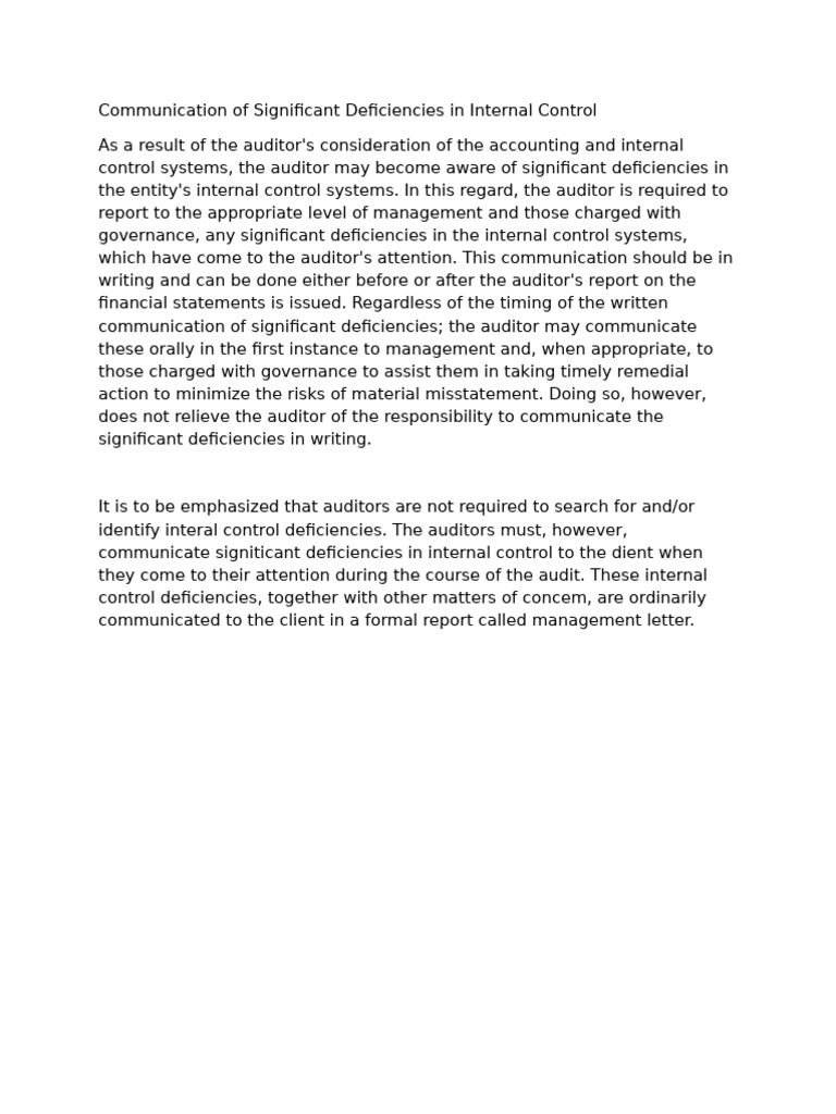 Reporting Significant Control Deficiencies | PDF