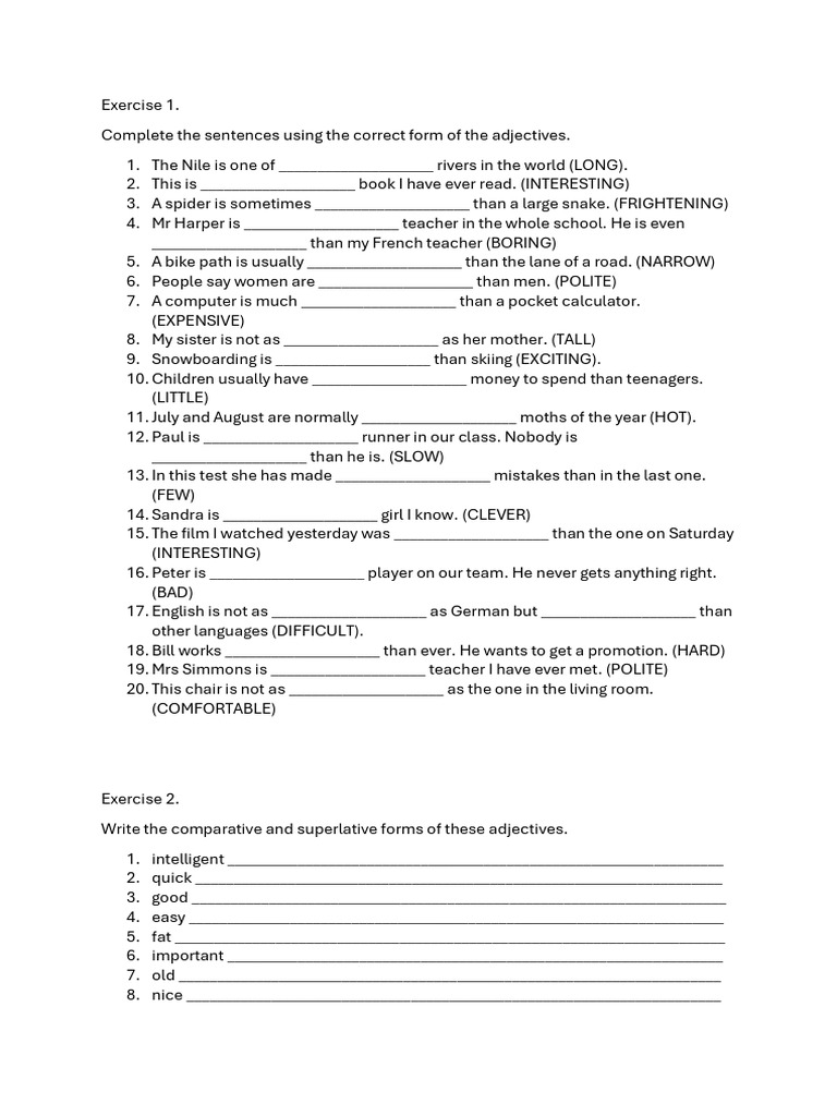 Adjectives Revision | PDF