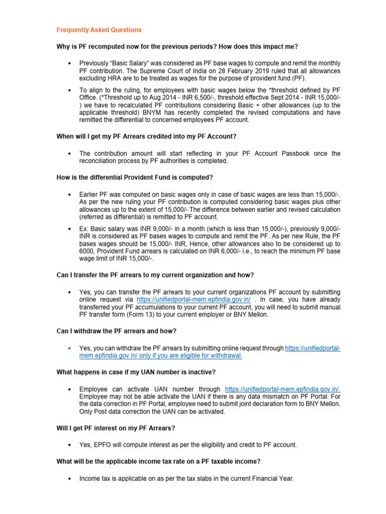 PF Faq | PDF | Taxes | Employment Compensation