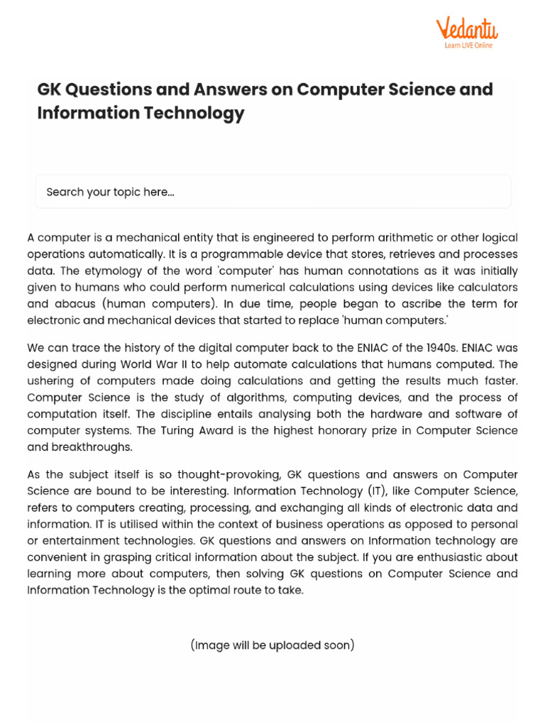 GK Questions and Answers On Computer Science and Information Technology ...