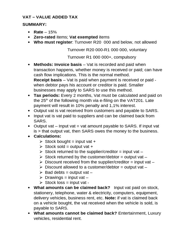 Vat Summary | PDF