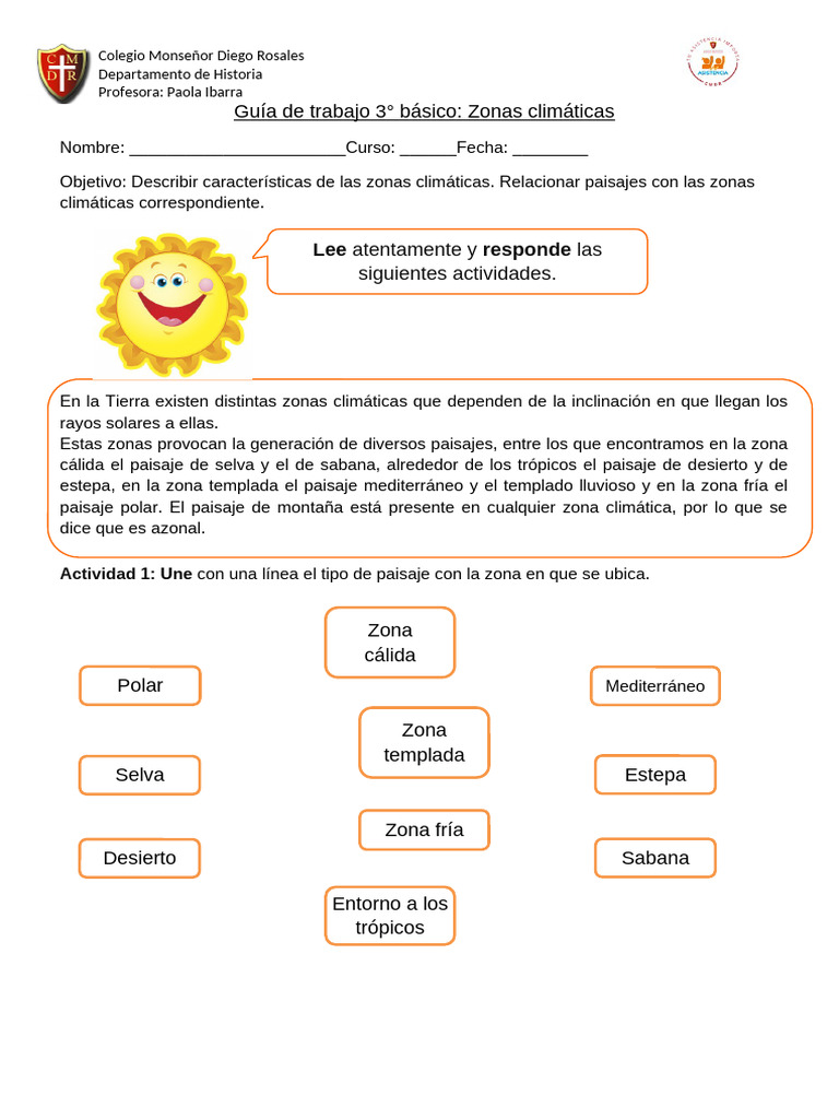 Guía de Trabajo Zonas Climaticas y Paisajes | PDF | Clima | Clima templado