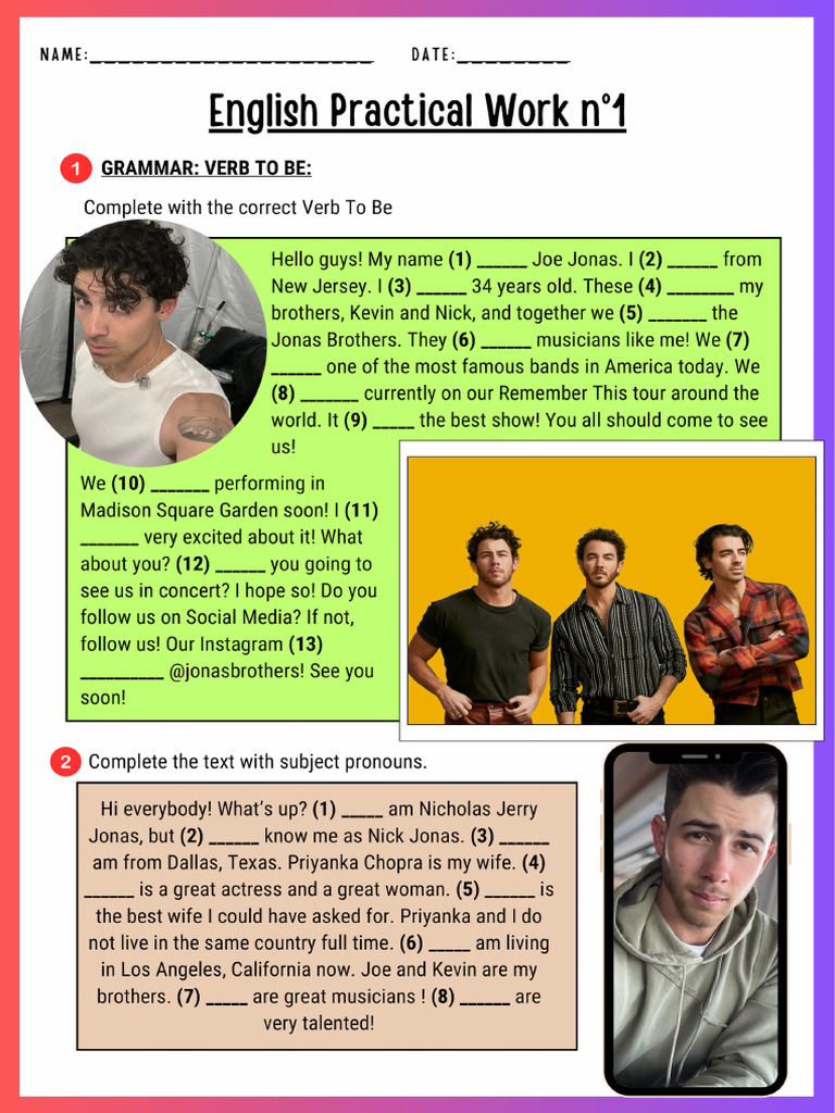 1ro 1ra English Practical Work TEMA 2 | PDF