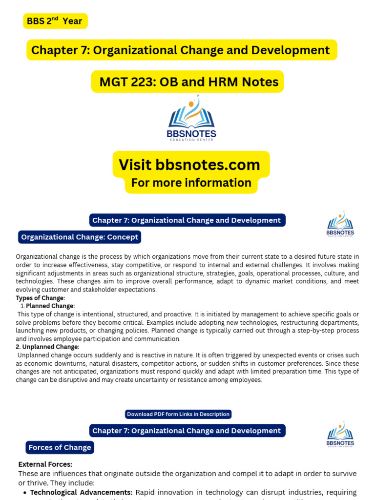 Organizational Change and Development Notes | PDF | Organization ...