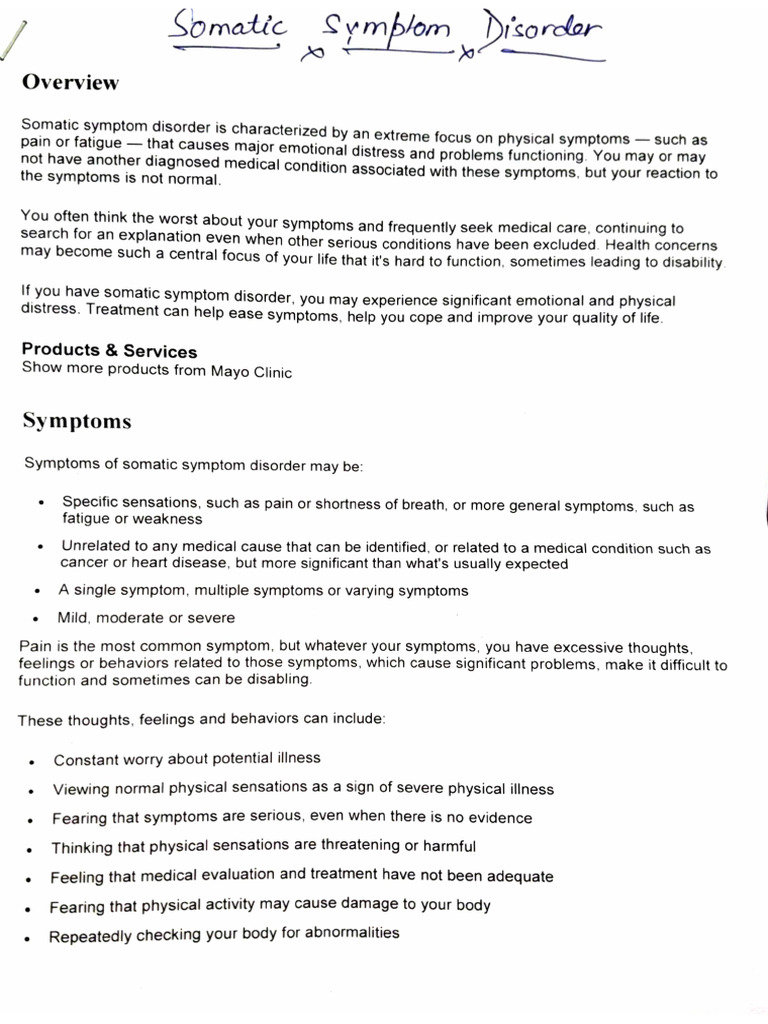 Somatic Symptom Disorder | PDF