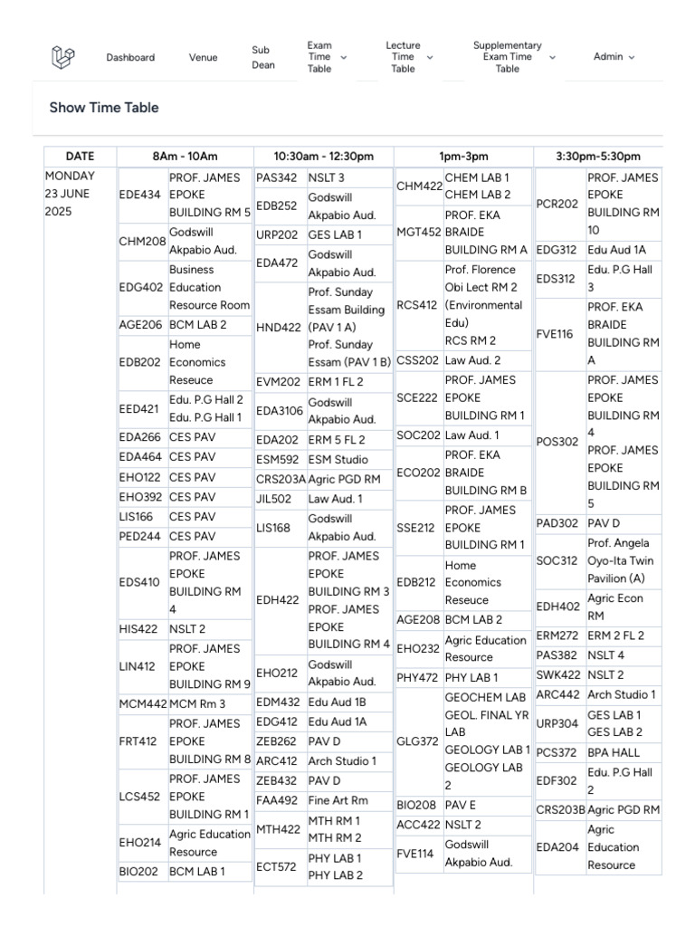 Central Examination Time Table Second Semester 2024 - 2025 | PDF
