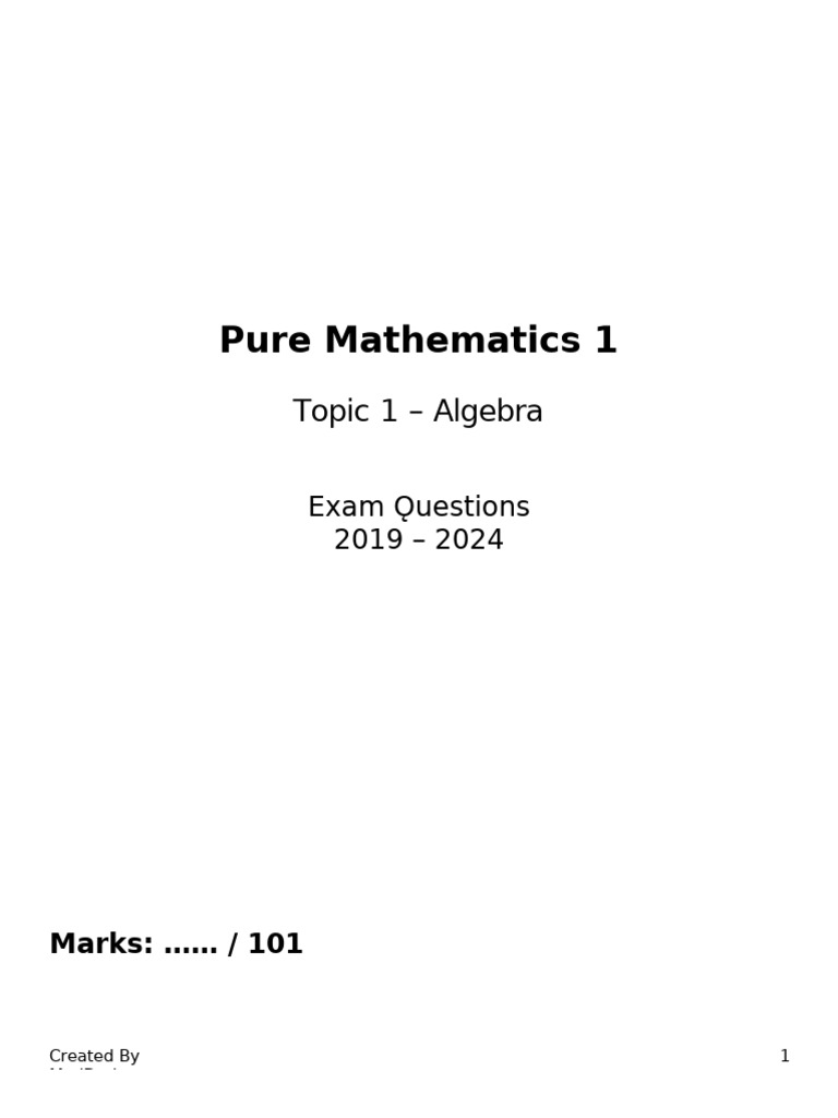 Algebra I Exam Papers (2019-2024) | PDF | Mathematics
