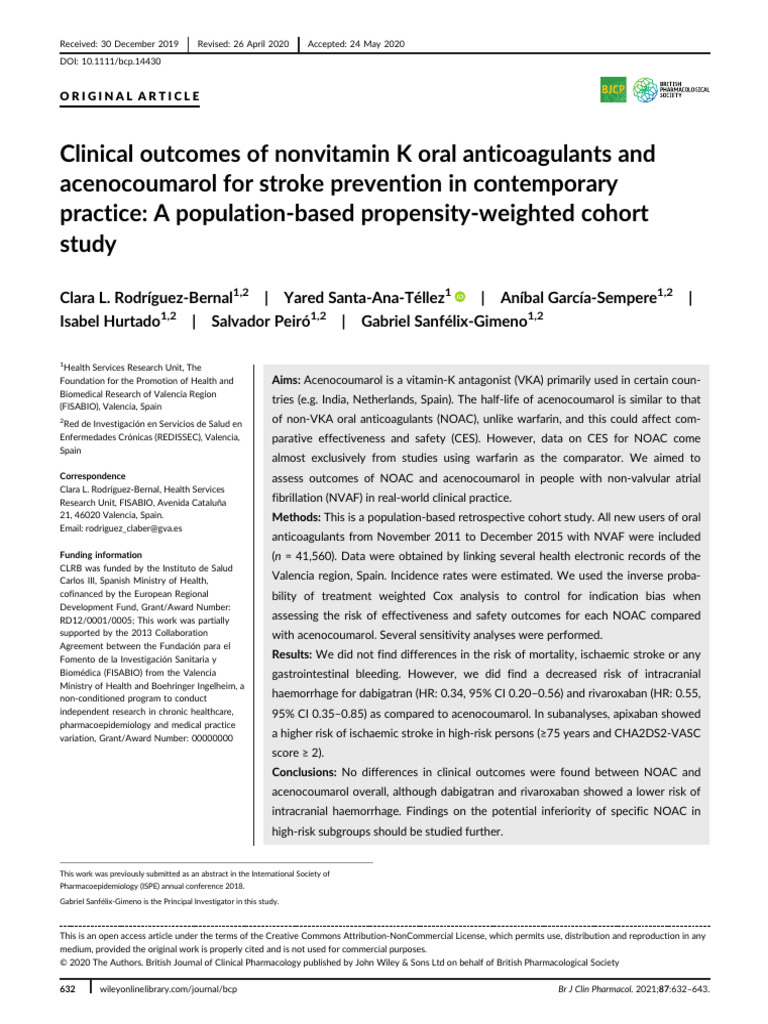 BR J Clin Pharmacol - 2020 - Rodríguez Bernal - Clinical Outcomes of ...