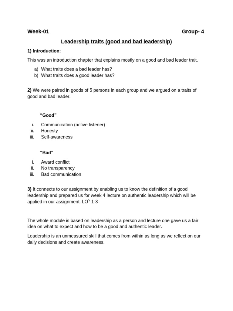 Good vs Bad Leadership Traits Explained | PDF
