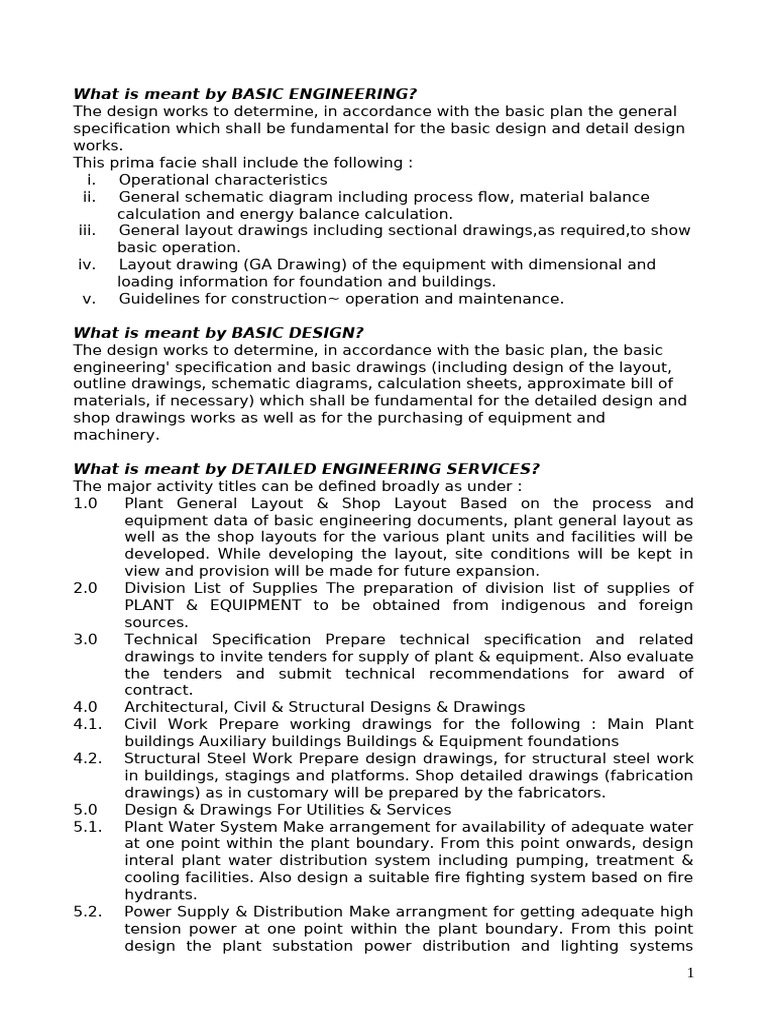 Basic and Detailed Engineering | PDF | Specification (Technical Standard) | Engineering