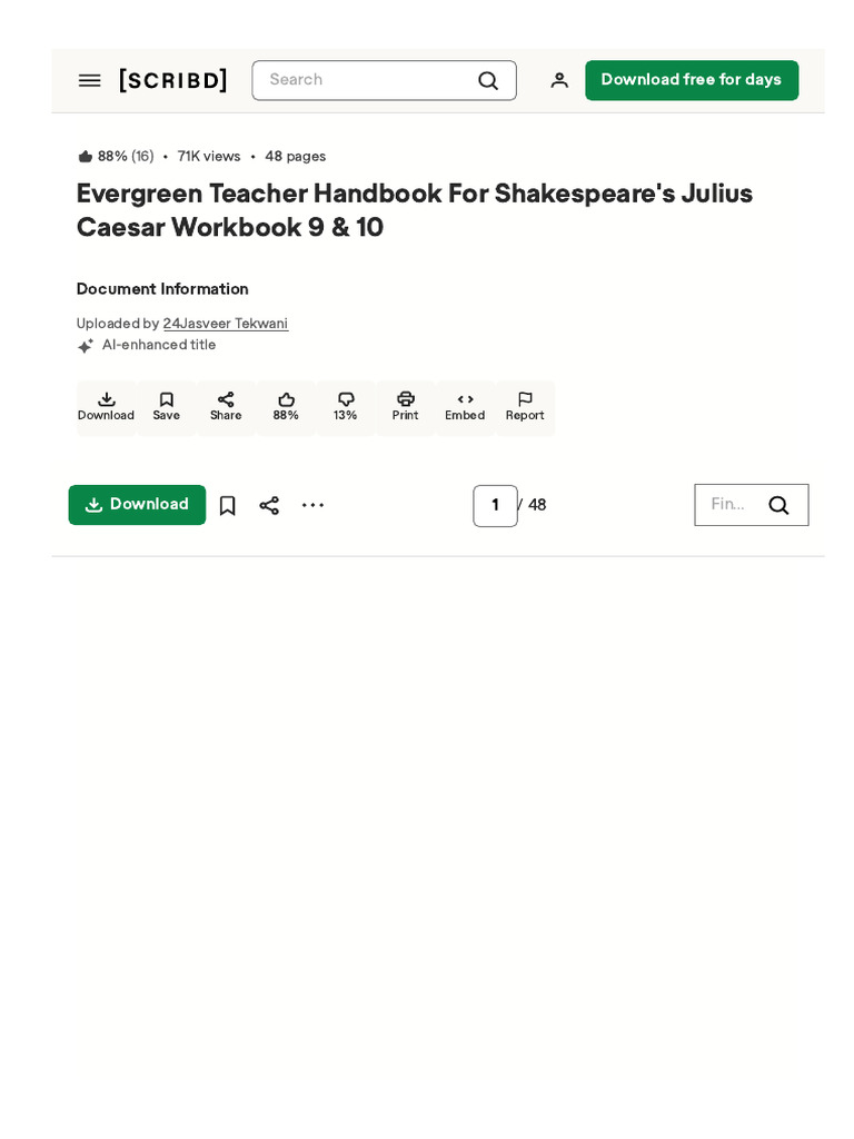 Julius Caesar Teacher's Handbook PDF | PDF