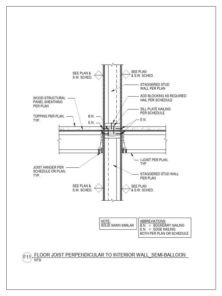 f11 - Floor Joist Perpendicular To Interior Wall - Semi-Balloon | PDF
