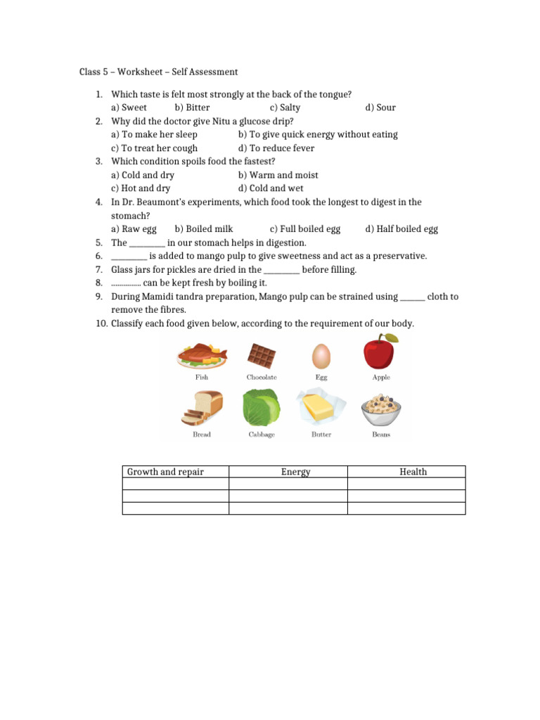Class5 EVS Worksheet | PDF