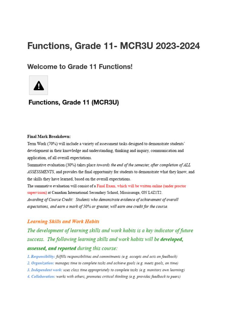 Mcr3u - English Version | PDF | Trigonometry | Trigonometric Functions