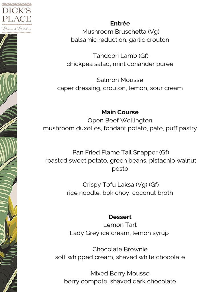 sample-set-dinner-menus | PDF | Desserts | Roasting