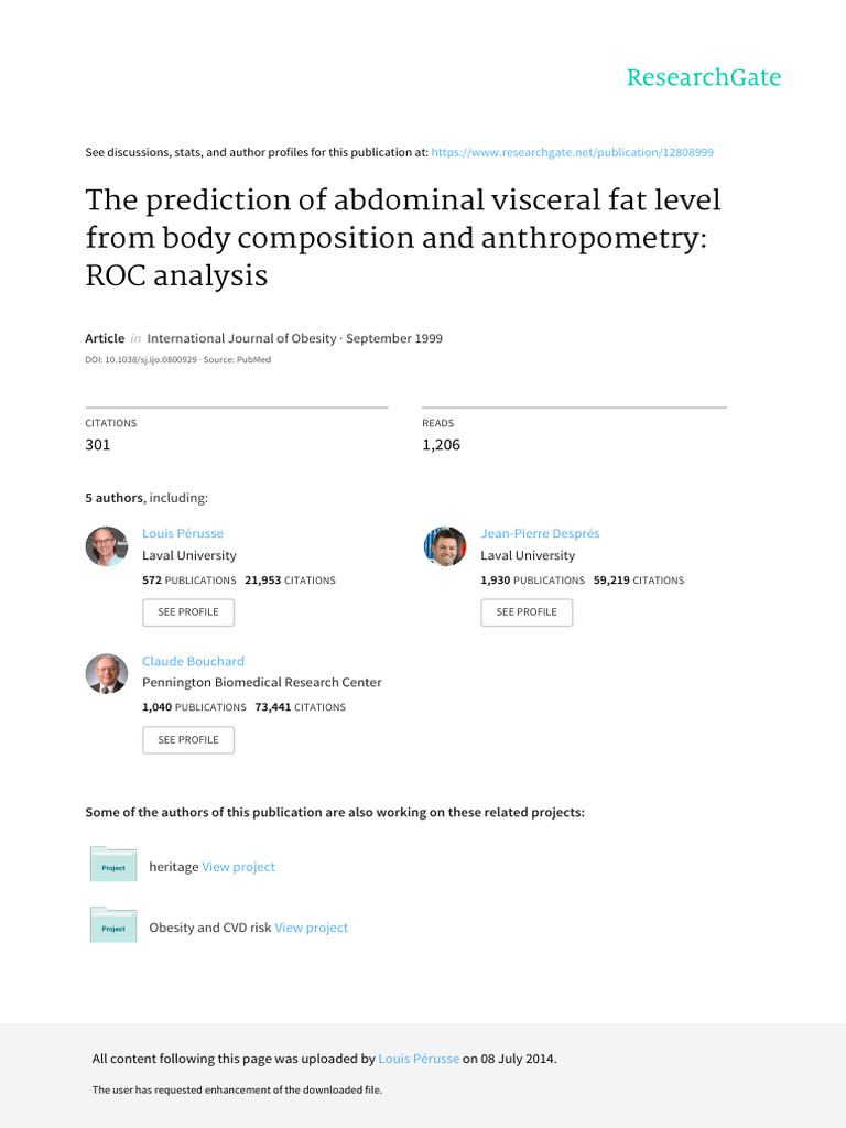 The Prediction of Abdominal Visceral Fat Level From Body Composition ...