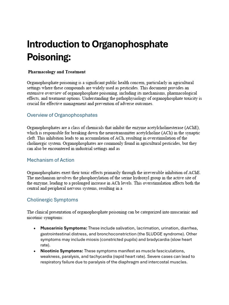 Oregano Phosphate Poisoning | PDF | Acetylcholine | Drugs