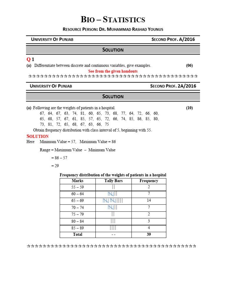 Past Paper Question From The First Two Lectures | PDF | Pie Chart | Level Of Measurement