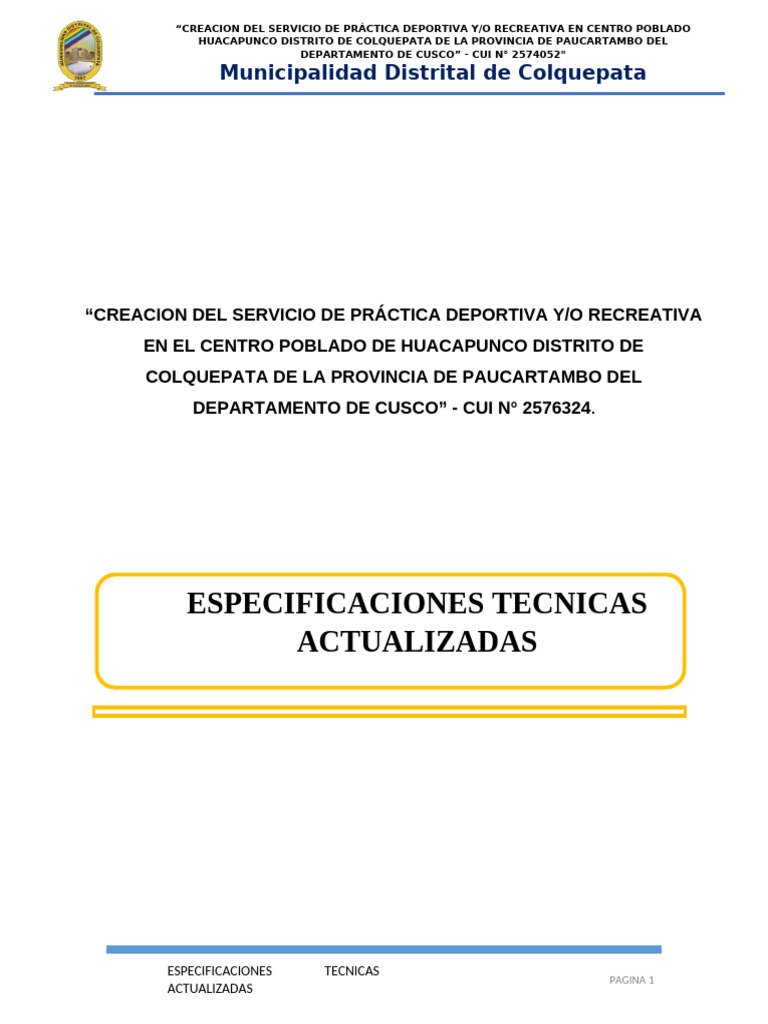 ESPECIFICACIONES TECNICAS HUACAPUNCO | PDF | Hormigón | Fundación ...